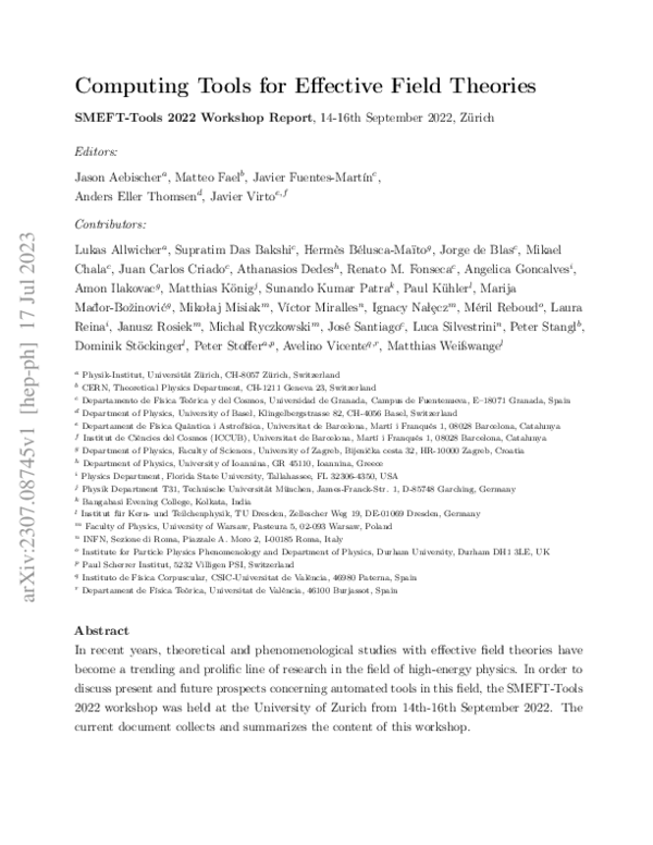 (PDF) Computing Tools for Effective Field Theories