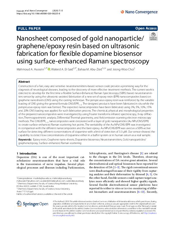 (PDF) Nanosheet composed of gold nanoparticle/graphene/epoxy resin ...