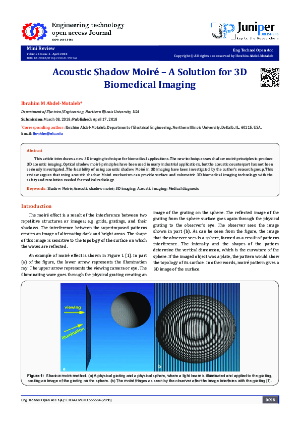 (PDF) Acoustic Shadow Moiré A Solution for 3D Biomedical Imaging