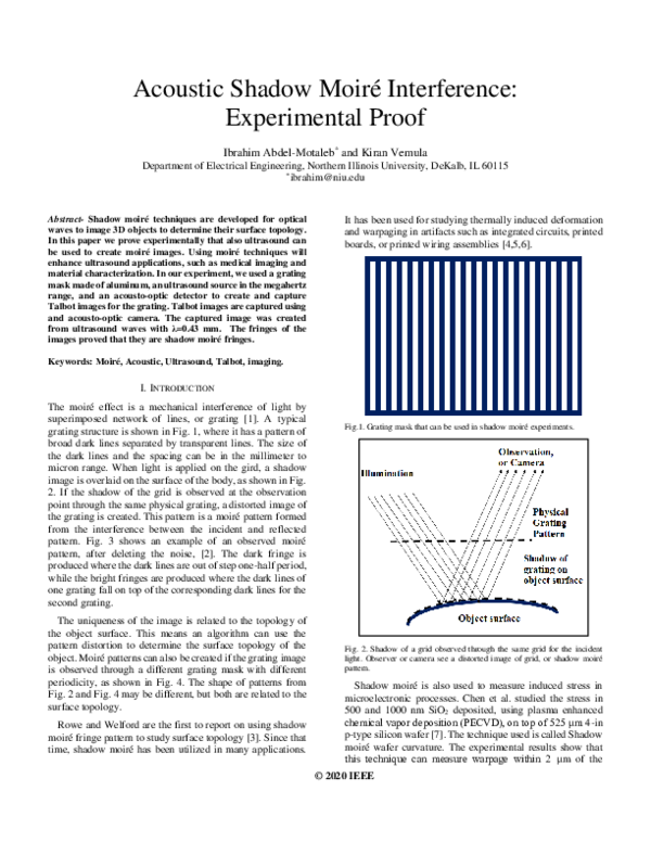 (PDF) Acoustic Shadow Moiré Interference, Experimental Proof
