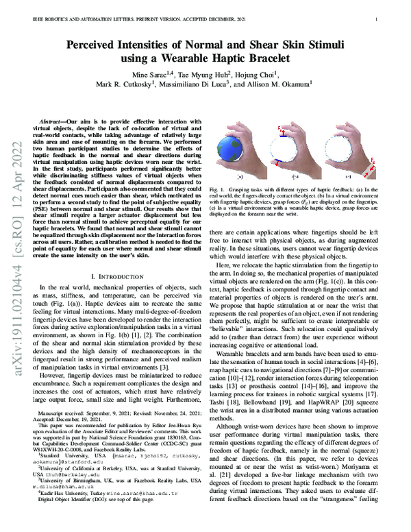 (PDF) Perceived Intensities of Normal and Shear Skin Stimuli Using a ...