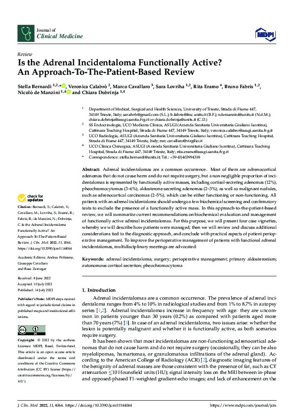(PDF) Is the Adrenal Incidentaloma Functionally Active? An Approach-To ...