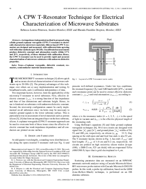 (PDF) A CPW T-resonator technique for electrical characterization of ...