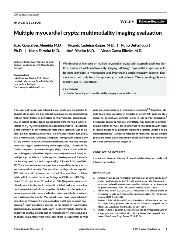 (PDF) Multiple myocardial crypts: multimodality imaging evaluation
