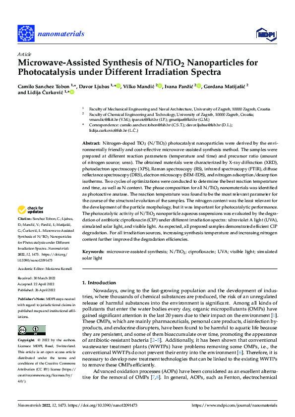 (PDF) Microwave-Assisted Synthesis of N/TiO2 Nanoparticles for ...