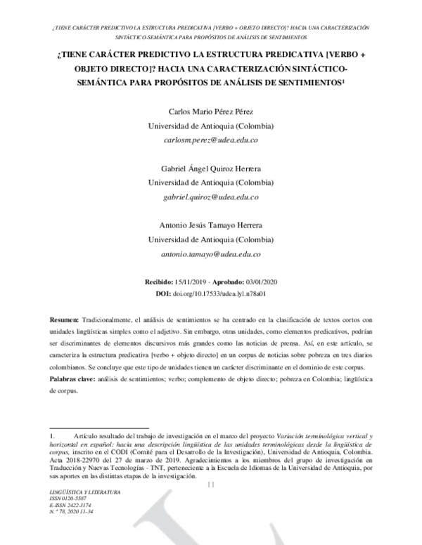 (PDF) ¿Tiene carácter predictivo la estructura predicativa [verbo ...