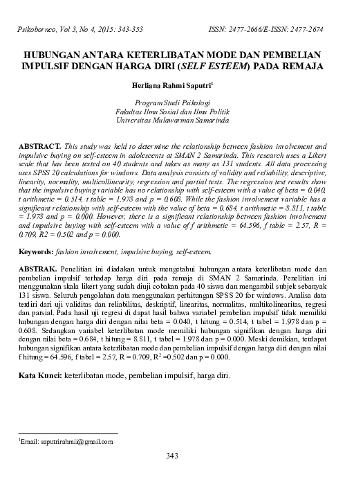 (PDF) Hubungan Antara Keterlibatan Mode dan Pembelian Impulsif Dengan ...