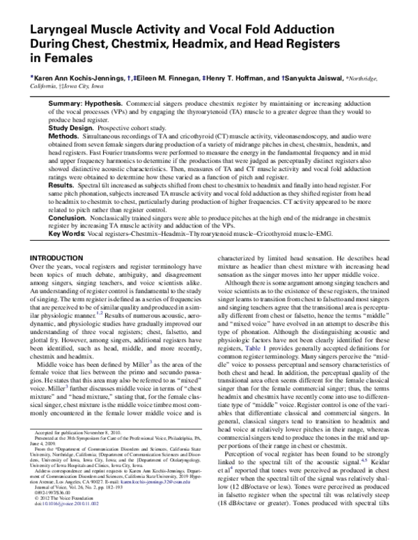 (PDF) Laryngeal Muscle Activity and Vocal Fold Adduction During Chest ...