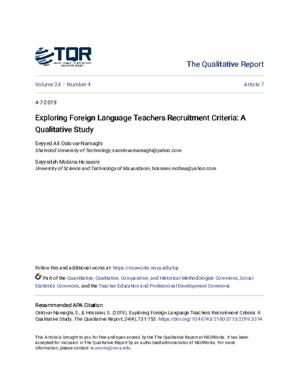 (PDF) Exploring Foreign Language Teachers Recruitment Criteria: A ...