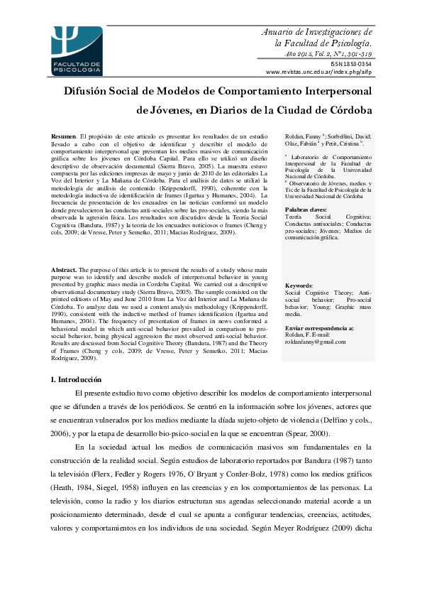 (PDF) Difusión Social de Modelos de Comportamiento Interpersonal de ...