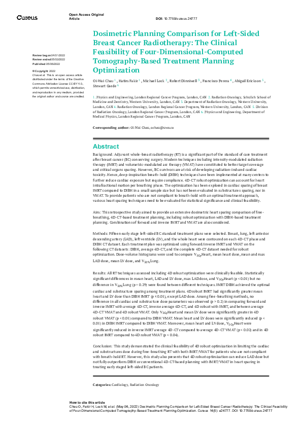 (PDF) Dosimetric Planning Comparison for Left-Sided Breast Cancer Radiotherapy: The Clinical ...