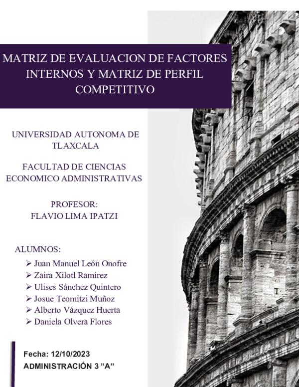 (PDF) MATRIZ DE EVALUACION DE FACTORES INTERNOS Y MATRIZ DE PERFIL COMPETITIVO