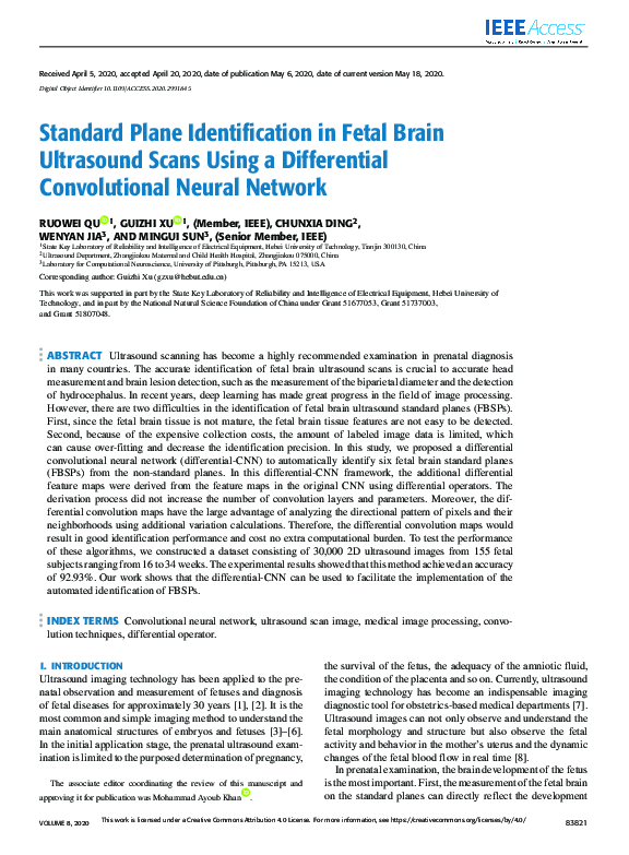 (PDF) Standard Plane Identification in Fetal Brain Ultrasound Scans Using a Differential ...