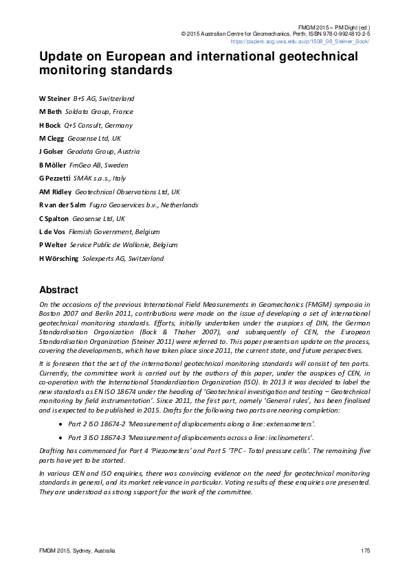 (PDF) Update on European and international geotechnical monitoring ...