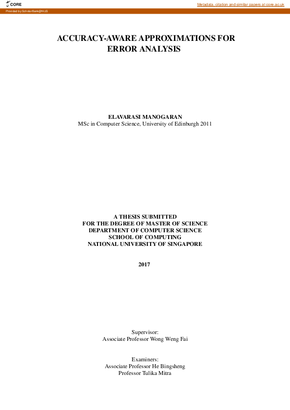 (PDF) Accuracy-Aware Approximations for Error Analysis