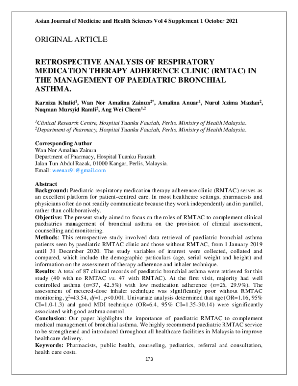 (PDF) Retrospective Analysis of Respiratory Medication Therapy ...