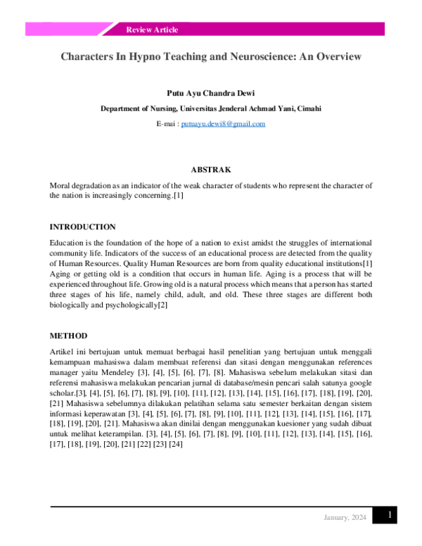 (PDF) Characters In Hypno Teaching and Neuroscience: An Overview