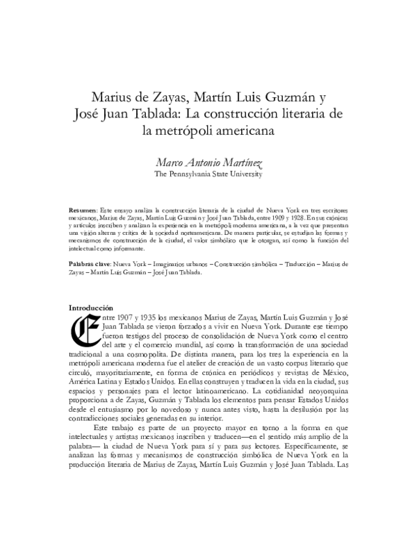 (PDF) Marius de Zayas, Martín Luis Guzmán y José Juan Tablada: La ...