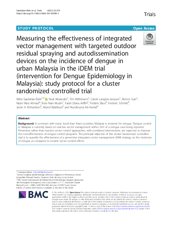 (PDF) Measuring the effectiveness of integrated vector management with ...