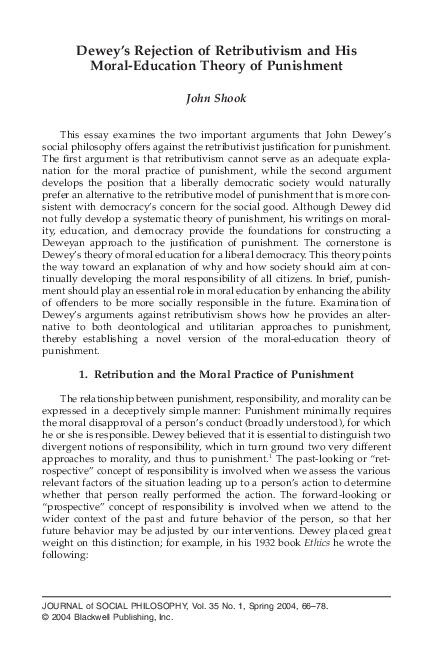 (PDF) Dewey's Rejection of Retributivism and His Moral-Education Theory ...