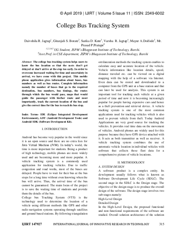 (PDF) College Bus Tracking System