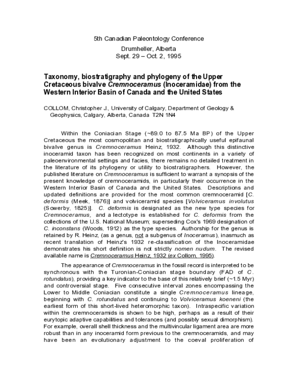 (PDF) Taxonomy, biostratigraphy and phylogeny of the Upper Cretaceous ...
