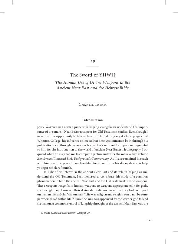 (PDF) “The Sword of YHWH: The Human Use of Divine Weapons in the ...