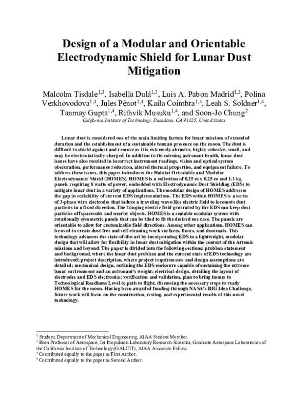 (PDF) Design of a Modular and Orientable Electrodynamic Shield for ...