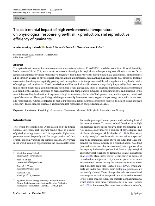 (PDF) The detrimental impact of high environmental temperature on ...
