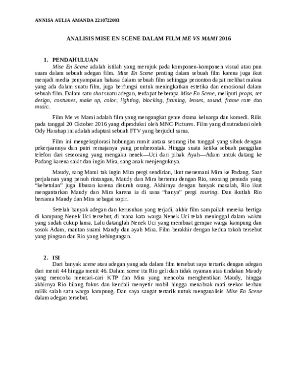 (PDF) MISE EN SCENE DALAM FILM ME VS MAMI