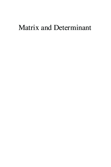 (PDF) Matrix and Determinant