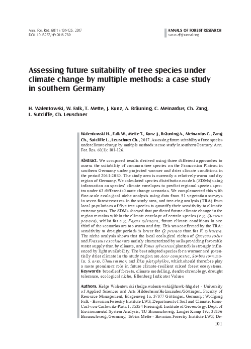 (PDF) Tree Species Suitability in a Changing Climate