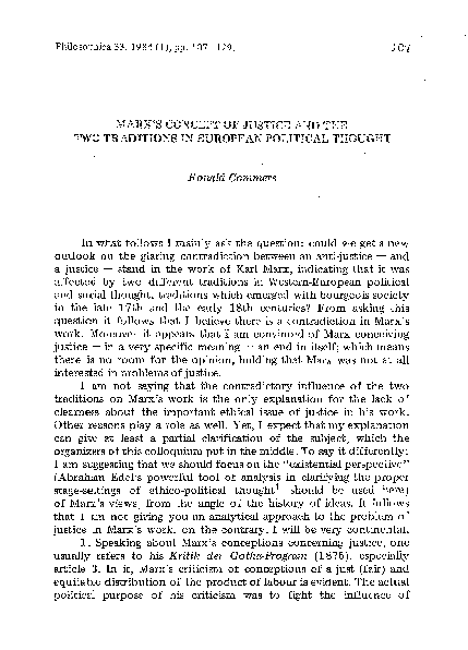 (PDF) Marx’s Concept of Justice and the two Traditions in the European ...