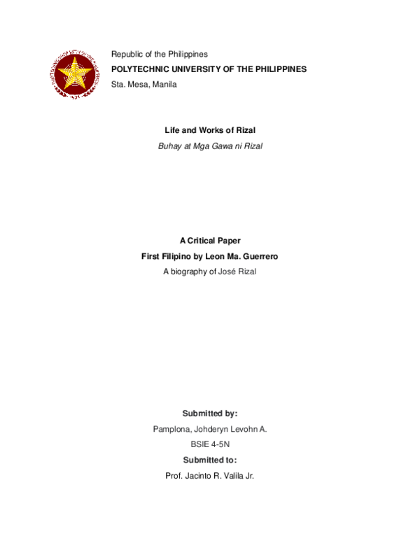 (PDF) The First Filipino by Leon Ma. Guerrero