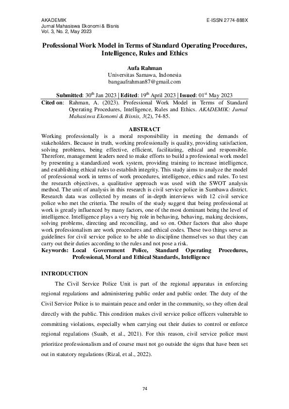 (PDF) Professional Work Model in Terms of Standard Operating Procedures ...