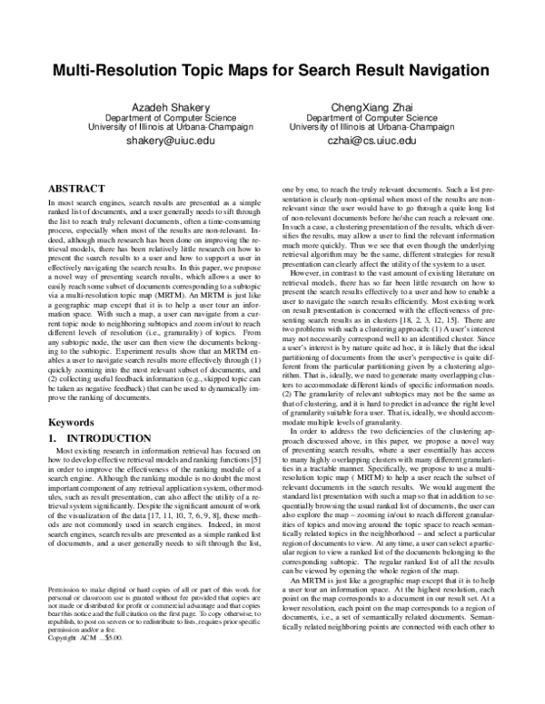 (PDF) Multi-Resolution Topic Maps for Search Result Navigation | Azadeh Shakery - Academia.edu