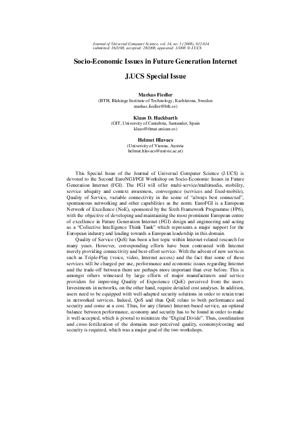 (PDF) Socio-Economic Issues in Future Generation Internet J.UCS Special ...