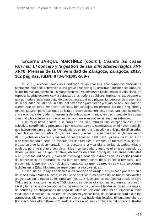 (PDF) Encarna JARQUE MARTÍNEZ (coord.), Cuando las cosas van mal. El ...