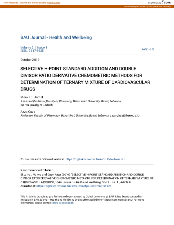 Pdf Selective H Point Standard Addition And Double Divisor Ratio