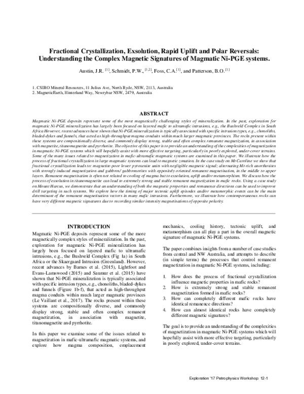 (PDF) Fractional Crystallization, Exsolution, Rapid Uplift and Polar ...