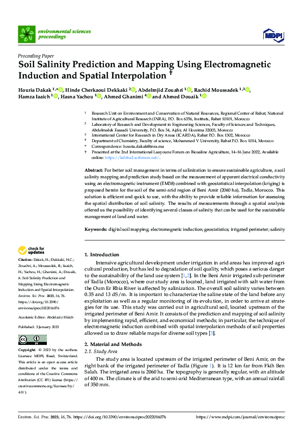 (PDF) Soil Salinity Prediction and Mapping Using Electromagnetic Induction and Spatial Interpolation