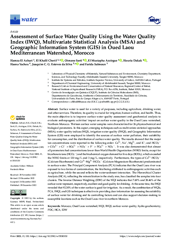 (PDF) Assessment of Surface Water Quality Using the Water Quality Index ...