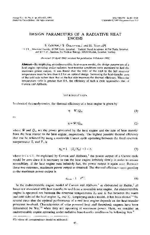 (PDF) Design parameters of a radiative heat engine