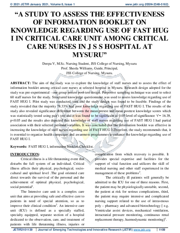 (PDF) A Study to Assess the Effectiveness of Information Booklet on ...