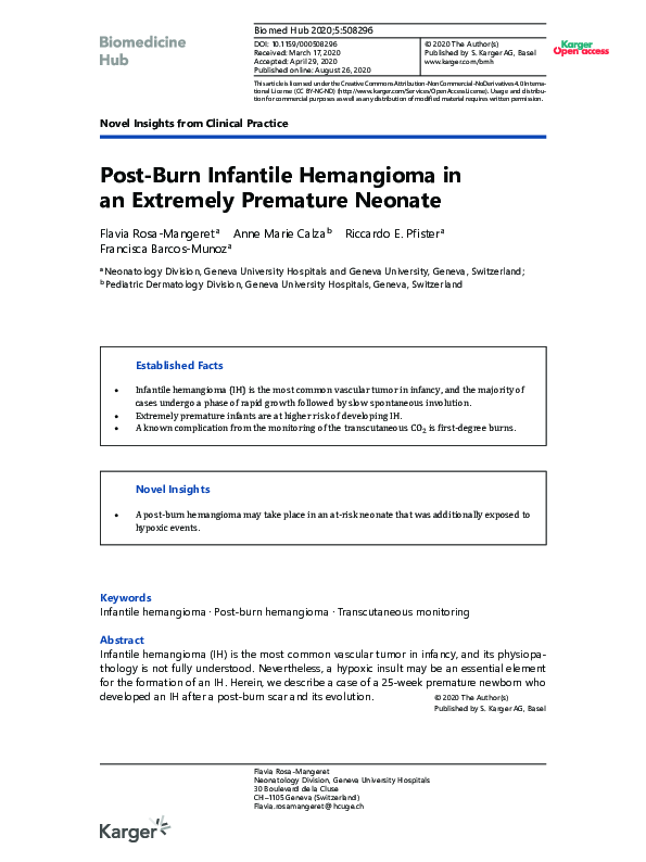 (PDF) Post-Burn Infantile Hemangioma in an Extremely Premature Neonate
