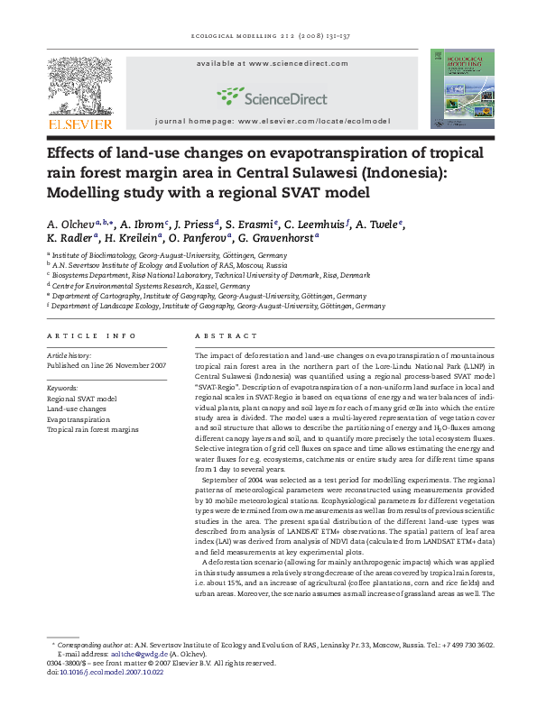 (PDF) Effects of land-use changes on evapotranspiration of tropical rain forest margin area in ...