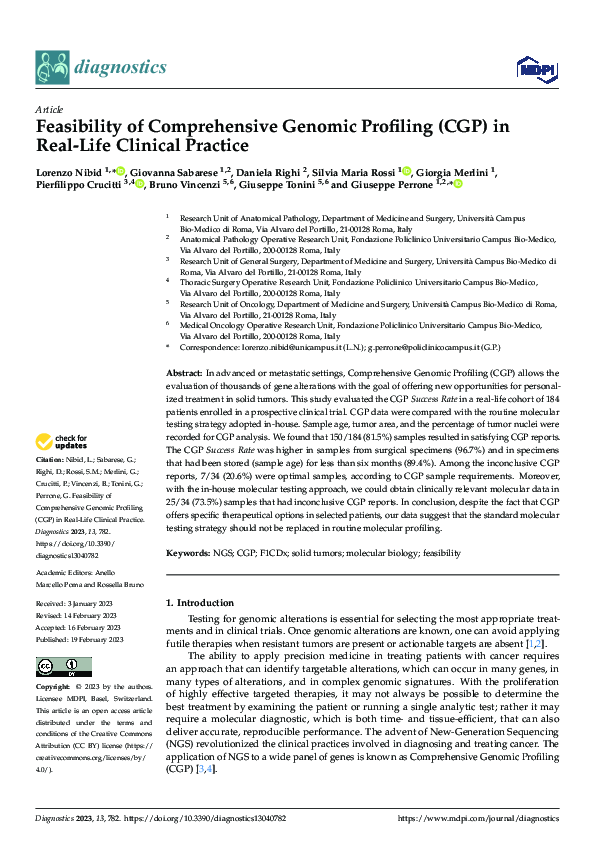 (PDF) Feasibility of Comprehensive Genomic Profiling (CGP) in Real-Life Clinical Practice ...