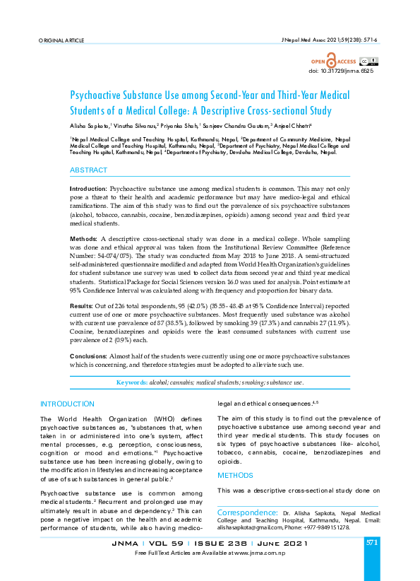 (PDF) Psychoactive Substance Use among Second-Year and Third-Year ...