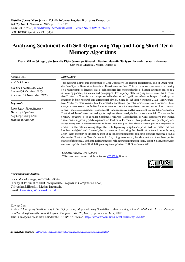 Pdf Analyzing Sentiment With Self Organizing Map And Long Short Term Memory Algorithms