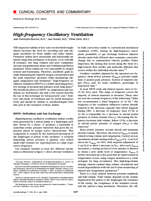 (PDF) High-frequency Oscillatory Ventilation